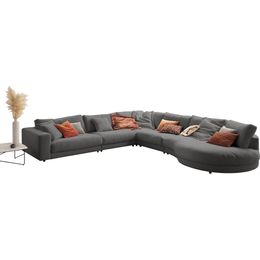 Ecksofa 3C CANDY, B:225cm H:86cm T:395cm, grau, 85% Polyester, 15% Viskose, Wohnzimmer, Sofas, "Enisa II, bequem und komfortabel, Mega Familiensofa,