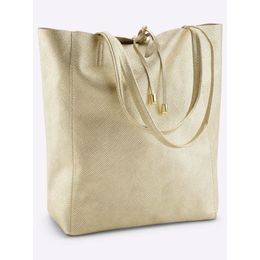 Heine Damen Handtasche, gold, Leder, bedruckt, gemustert, unifarben, Taschen