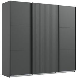 Schwebet&uuml;renschrank wimex, B:250cm H:216cm T:65cm, schwarz, Spanplatte, Schr&auml;nke, "Andorra by fresh to go", Mit 3D-Leisten f&uuml;r Akustikpaneel-Optik