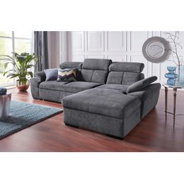 Ecksofa, B:280cm H:77cm T:170cm, grau, exxpo - SOFA FASHION, Wohnzimmer, Sofas, "Salerno, inkl. Kopf- und Armteilverstellung, elegant & bequem,