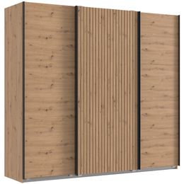 Schwebet&uuml;renschrank wimex, B:250cm H:216cm T:65cm, braun, Spanplatte, Schr&auml;nke, "Andorra by fresh to go", Mit 3D-Leisten f&uuml;r Akustikpaneel-Optik