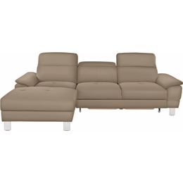 Ecksofa, B:270cm H:94cm T:175cm, braun, exxpo - SOFA FASHION, Kunstleder SOFTLUX;NaturLEDER (echtes Rindsleder) in Sitz und Rücken. Korpus in