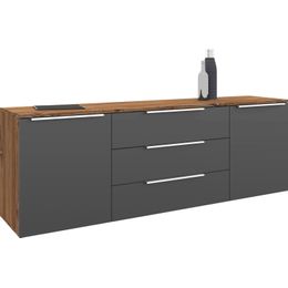 borchardt Möbel Sideboard BORCHARDT MÖBEL, B:166cm H:53cm T:35cm, grau, Wohnzimmer, Sideboards, "Oliva", Breite 166 oder 200 cm