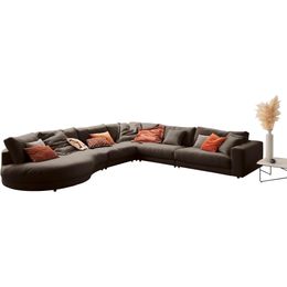 Ecksofa 3C CANDY, B:395cm H:86cm T:225cm, grau, 100% Polyester, Wohnzimmer, Sofas, "Enisa II, bequem und komfortabel, Mega Familiensofa, L-Form",