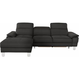 Ecksofa, B:270cm H:94cm T:175cm, schwarz, exxpo - SOFA FASHION, Kunstleder SOFTLUX;NaturLEDER (echtes Rindsleder) in Sitz und Rücken. Korpus in