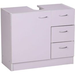 FineBuy - Waschbecken-Unterschrank 54 x 63 x 30 cm weiß mit 1 Tür und 3 Schubladen, Unterstellschrank Bad mit Siphonausschnitt, Bad-Schrank klein