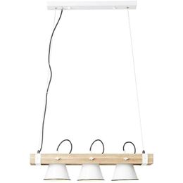 Brilliant - Lampe Plow Pendelleuchte 3flg weiß/holz hell 3x A60, E27, 10W, geeignet für Normallampen (nicht enthalten) Köpfe schwenkbar