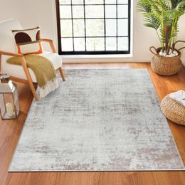 Surya - Teppich Kurzflor Wohnzimmer Modernes Abstraktes Design Beige und Weiß 120 x 170 cm