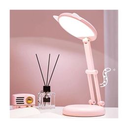 LED-Lampe, Kinder-Schreibtischlampe, Katzenohren-Rosa-Mädchen-Nachttischlampe, Tischlampen, einstellbare Helligkeit, Kinder-Schreibtischlampe,