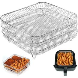 Stück stapelbares 8,27-Zoll-Quadrat-Turm-Luftfritteusen-Gestell, Edelstahl-Grillgestell, Luftfritteusen-Zubehör für Grill, Backofen,