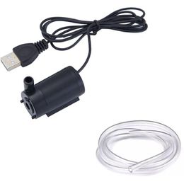 Mini-Mute-USB-Tauchwasserpumpe, 2–3 l/min, Tauchpumpe für Aquarium, Brunnen, Aquarium-Zubehör (schwarz, 1 Schlauch im Lieferumfang enthalten)