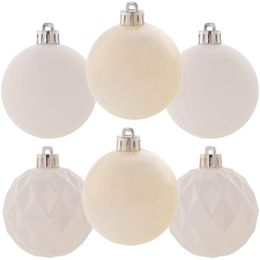 6er Set Christbaumkugeln 6cm GIF2822 weiß k - Kadax