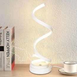 Gbly - led Tischlampe Touch Dimmbar Nachttischlampe : Modern Tischleuchte 12W Schreibtischlampe mit 1,6M Kabel Spiral Bettlampe Schlafzimmerlampe aus