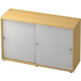 eurokraft pro Schiebetürenschrank, 1 Fachboden, Mitteltrennwand, Buche / alusilber