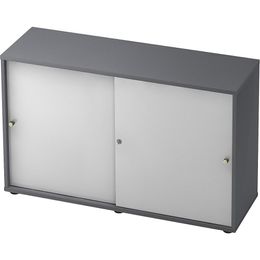 eurokraft pro Schiebetürenschrank, 1 Fachboden, Mitteltrennwand, graphit / weiß