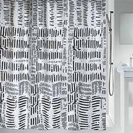 Spirella Duschvorhang 'Connection' Textil schwarz/weiß 180 x 200 cm