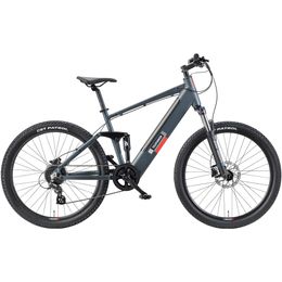 E-Bike Telefunken "Aufsteiger M936" Gr. 46, grau (granitgrau), E-Bikes, 46cm, 27,5 Zoll (69,85cm), Pedelec, Elektrofahrrad, Damen, Herren, MTB, Fully