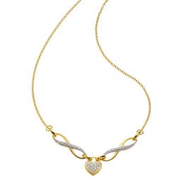 Collier Firetti "Schmuck Geschenk Halsschmuck Halskette Ankerkette Infinity+Schleife", silber (gelbgoldfarben, silberfarben), Halsketten, Damen, 0,0106 ct, Silber 925 (Sterlingsilber)-Diamanten, L: 45cm, Silber 925 (Sterlingsilber), Diamanten, mit Diamant