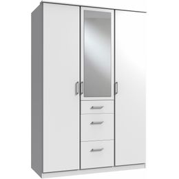 Kleiderschrank wimex "Click", weiß, B:135cm H:199cm T:58cm, Schränke, Drehtürenschrank Kleiderschrank, mit Spiegel