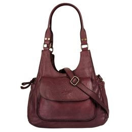 Umhängetasche Samantha Look, Damen, Gr. B/H/T: 37cm x 18cm x 13cm onesize, rot (bordeaux), Leder, unifarben, leicht glänzend, Taschen, echt Leder, Made in Italy