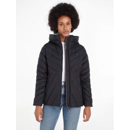 Steppjacke Tommy Hilfiger "CHEVRON MW PADDED JACKET" Gr. L (40), schwarz, Damen, Web, Obermaterial: 100% Polyamid. Futter: 100% Polyester. Wattierung: 70% Daunen, 30% Federn, unifarben, Jacken, mit mittelstarker Wattierung und Tommy Hilfiger Markenlabel