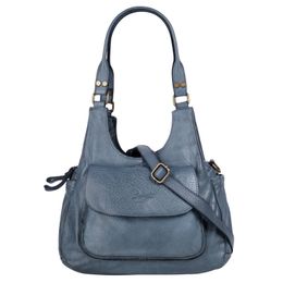 Umhängetasche Samantha Look Gr. B/H/T: 37cm x 18cm x 13cm onesize, blau, Damen, Leder, unifarben, leicht glänzend, Taschen, echt Leder, Made in Italy