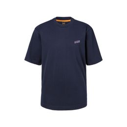 T-Shirt BOSS Orange "Shirt Te_Mixdenim" Gr. L, blau (dunkelblau404), Herren, Jersey, Obermaterial: 100% Baumwolle, unifarben, Shirts, mit kurzen Ärmeln