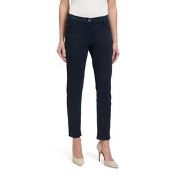 Stoffhose Betty Barclay "Betty Barclay Casual-Hose Slim Fit", Damen, Gr. 34, Normalgrößen, blau (dunkelblau), Obermaterial: 64% Baumwolle, 33% Polyester, 3% Elasthan., casual, slim fit 7/8-Länge, Hosen, Passenabtrennung