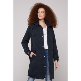 Parka SOCCX Gr. L, blau, Damen, Material: 100% Baumwolle, Futter Rumpf: 100% Baumwolle, Futter Ärmel: 100% Polyester, bedruckt, bestickt, Jacken, mit Tunnelband in der Taille