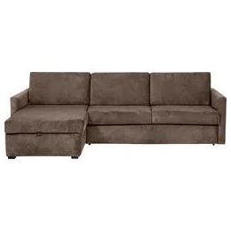 Schlafsofa Places of Style "GOLDPOINT Ecksofa 264 cm, Liegefläche (140/200cm), L-Form", braun, B:264cm H:85cm T:157cm, Stuktur weich (100% Polyester), Luxus-Microfaser (100% Polyester), Sofas, Bettfunktion, Bonell-Federkernmatratze und Dauerschläfer-Funktion