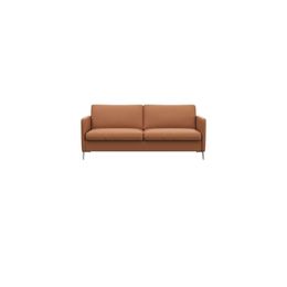 2,5-Sitzer FLEXLUX "Fiore, super Sitzkomfort durch Kaltschaum im Sitz", braun (modern cogna), B:181cm H:85cm T:92cm, 100% Echteder, Sofas, schmale Armlehnen, F&uuml;&szlig;e Alu