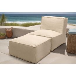 Hocker DOMO collection "Fiu f&uuml;r Terrasse, Balkon, Garten, Camping - wetterfest", beige, B:75cm H:45cm T:70cm, 100% Olefin, Hocker, Hocker, Aufblasbarer Outdoor Sitzhocker 75 x 70 cm, klein verstaubar