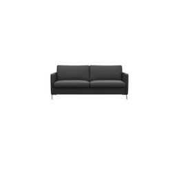 2,5-Sitzer FLEXLUX "Fiore, super Sitzkomfort durch Kaltschaum im Sitz", schwarz (deep schwarz), B:181cm H:85cm T:92cm, 100% Echteder, Sofas, schmale Armlehnen, F&uuml;&szlig;e Alu