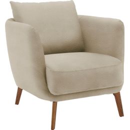 Sch&ouml;ner Wohnen Kollektion Sessel "Pearl - 5 Jahre Hersteller-Garantie, auch in Boucl&eacute;", beige (sand), B:86cm H:68cm T:86cm, 96% Polyester, 4% Polyacryl, SCH&Ouml;NER WOHNEN-KOLLEKTION, Sessel, Sessel, Ma&szlig;e (B/H/T): 86/68/86 cm, F&uuml;&szlig;e Massivholz