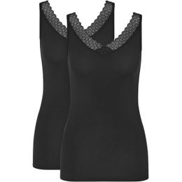 BH-Hemd Triumph "Feel of Modal Tank Top 2P" Gr. L, N-Gr, schwarz, Damen, Obermaterial: 87% Modal, 13% Elasthan, BHs, sehr weich