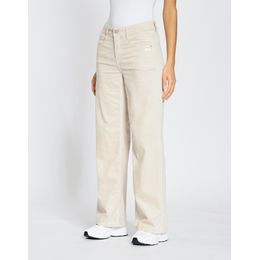 Cordhose Gang "94AMELIE WIDE", Damen, Gr. 28 (36), N-Gr, beige (ecru), Obermaterial: 47% Lyocell, 41% Baumwolle, 11% Polyester, 1% Elasthan, unifarben, casual, weit lang, Hosen, im lässigen Wide Fit