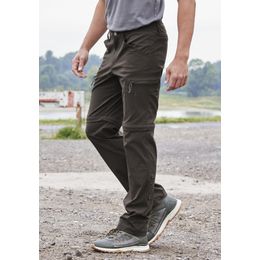 Trekkinghose John Devin Gr. 48, N-Gr, schwarz (schwarz, oliv), Herren, Obermaterial: 95% Polyamid, 5% Elasthan, unifarben, Hosen, Wanderhose mit Zipp- Off Beinen