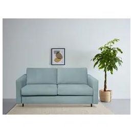 Schlafsofa Home Affaire "Virming", blau (sapphire), B:188cm H:90cm T:98cm, 100% Polyester, Sofas, Dauerschlaf-Funktion mit Unterfederung und Matratze