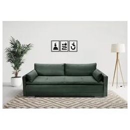 Schlafsofa Inosign "Andrea", grün, B:218cm T:96cm, 100%Polyester, Sofas, mit Boxspringaufbau, Bettfunktion & Bettkasten, Dauerschlafsofa