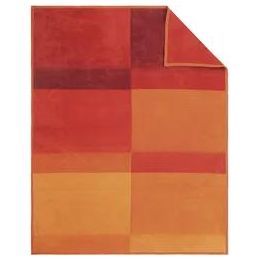 Wohndecke Ibena "Sorrento Jacquard", orange, B:150cm L:200cm, Baumwolle, Kunstfaser, Wohndecken, sanfter Farbverlauf, Kuscheldecke