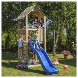 Spielturm Fungoo "CAROL 1", braun, Spieltürme, KinderB:121cm H:282cm T:310cm, FSC-zertifizierter Massivholz, Metall, Polyethylen, mit Rutsche & Kletterwand, B:121cm H:282cm T:310cm