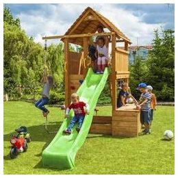 Spielturm Fungoo "FORTRESS Toybox", braun, Spieltürme, KinderB:460cm H:305cm T:305cm, FSC-zertifizierter Massivholz, Metall, Polyethylen, mit Schaukel & Rutsche, B:460cm H:305cm T:305cm