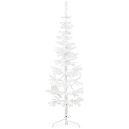 Künstlicher Halb-Weihnachtsbaum mit Ständer Schlank Weiß 120 cm vidaXL