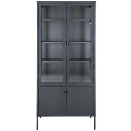 ebuy24 Brisbane Vitrinenschrank 4 Türen schwarz.