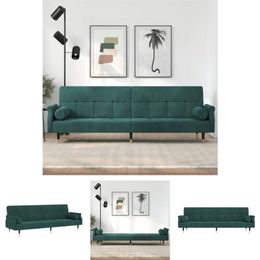 Schlafsofa mit Kissen Dunkelgrün Samt - Sofas - Grün - The Living Store