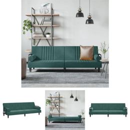 The Living Store - Schlafsofa mit Armlehnen Dunkelgrün Samt - Sofas - Grün