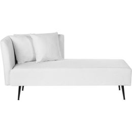 Beliani Chaiselongue Cremeweiß Stoffbezug Linksseitig mit Kissen Armlehne Metallbeine Modern für Wohnzimmer Schlafzimmer Wintergarten Kleine Räume