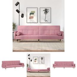 Schlafsofa mit Kissen Rosa Samt - Sofas - Rosa - The Living Store