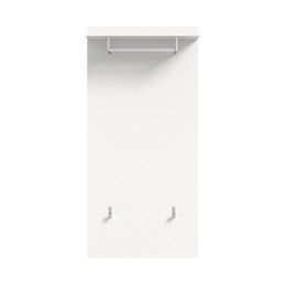 ebuy24 Prego Wandgarderobe 1 Ablage, 1 Kleiderstange, 2 Kleiderhaken Hochglanz weiß,weiß.