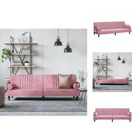 vidaXL - Sofas - Living Schlafsofa mit Armlehnen Rosa Samt - Rosa